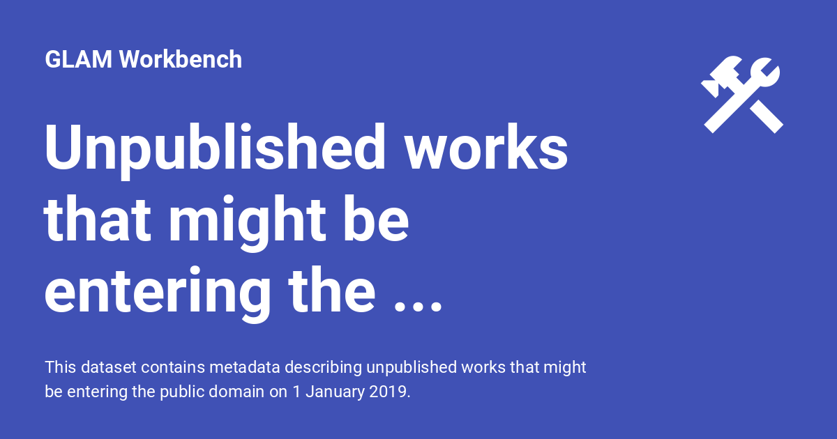 Unpublished works that might be entering the public domain on 1 January ...